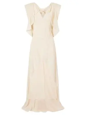 LANVIN Ruffled Silk-georgette Gown - Neutrals