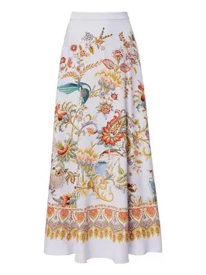 Etro Printed Silk Maxi Skirt - Blue