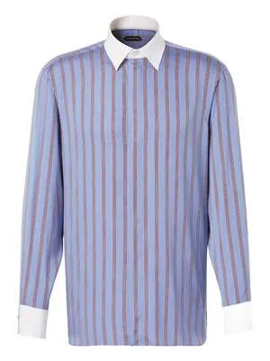 TOM FORD Striped Silk Shirt - Blue