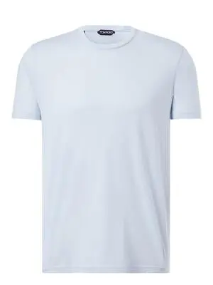 TOM FORD Cotton And Silk Jersey T-shirt Blue