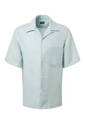Zegna Linen Bowling Shirt Blue