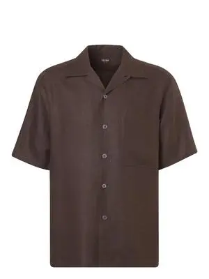 Zegna Linen Bowling Shirt - Brown