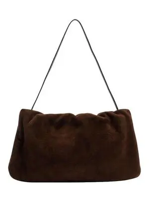 THE ROW Bourse Medium Suede Shoulder Bag Brown