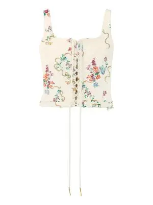 Alexander McQueen Floral Fil Coupé Corset Top - Multicolor