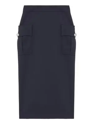 Alexander McQueen Pencil Skirt With Cargo Pockets - Navy