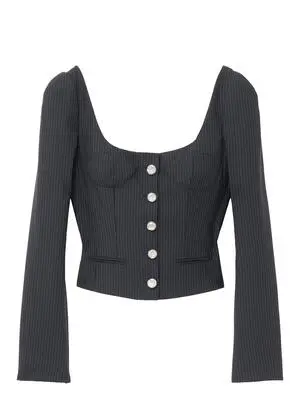 Alexander McQueen Pinstriped Fitted Jacket - Navy