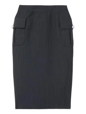 Alexander McQueen Pinstriped Pencil Skirt - Navy