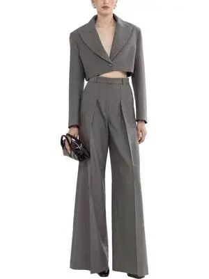 NISSA Sequined Cropped Blazer - Grey