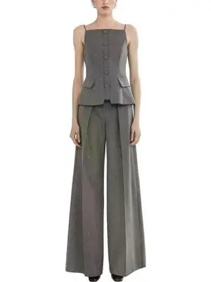 NISSA Sequined Button-fastening Top - Grey
