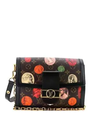 LOUIS VUITTON Dauphine Limited Edition Fornasetti Cameo Monogram Canvas MM Black