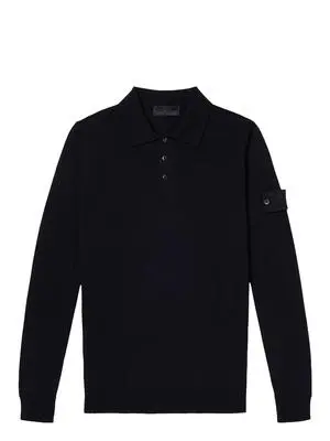 Stone Island Ghost Virgin Wool Polo Shirt - Black