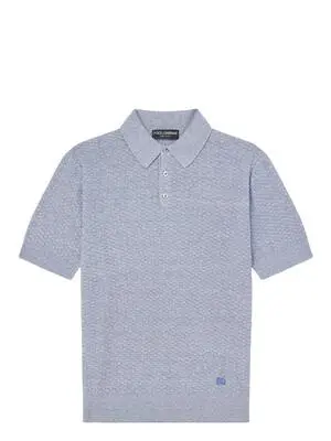 DOLCE & GABBANA Dolce&Gabbana - Logo-Embroidered Linen-Blend Polo Shirt - Men - Blue 