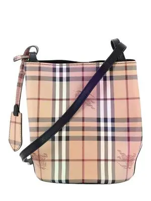 Burberry Lorne Haymarket Coated Canvas Small Bucket Bag - Brown