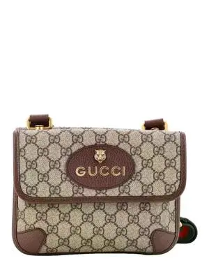 Gucci Neo Vintage Flap Messenger Gg Coated Canvas Small - Brown