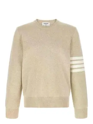 Thom Browne Four-Bar Side-Slit Sweater Neutrals