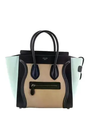Celine Tricolor Leather Micro Luggage Tote Bag Black