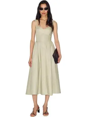 REFORMATION Birdie Linen Maxi Dress Green