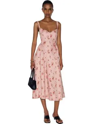 REFORMATION Birdie Linen Dress - Pink
