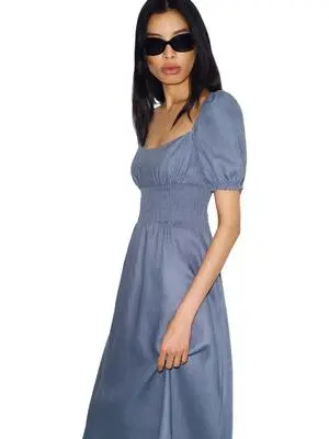 REFORMATION Adler Linen Maxi Dress - Blue