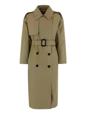 Max Mara Charme Belted Cotton Trench Coat Neutrals