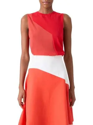 Akris High Plains Colorblock Sweater Tank - Vermillion