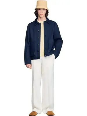 Sandro Denim Worker Jacket - Navy Blue