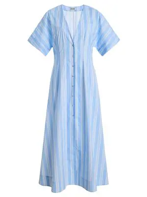Staud Elle Stretch-Cotton Midi Dress Stripe