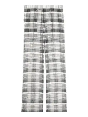 Thom Browne Tapered Checked Silk-organza Trousers - Gray