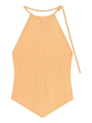 COURREGES Halter-Neck Ribbed-Knit Top Orange