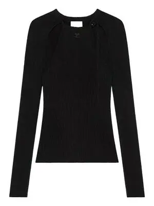 COURREGES Long-sleeve Cut-out T-shirt - Black
