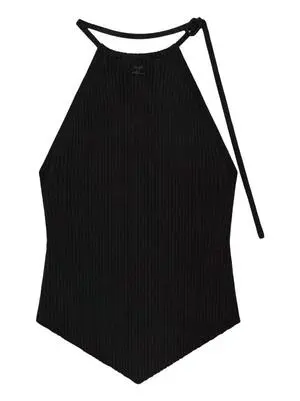 COURREGES Ribbed Knit Top - Black