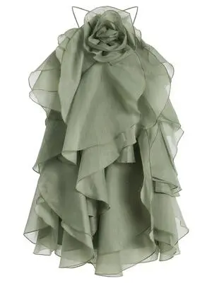 Aje Aje Pandorea Layered Organza Mini Dress Green
