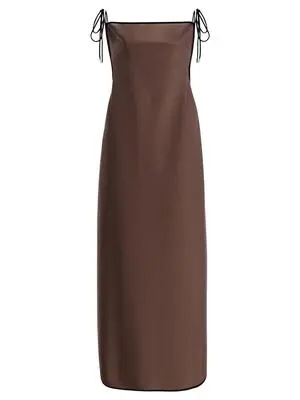 TEMILY Satin Maxi Dress - Brown
