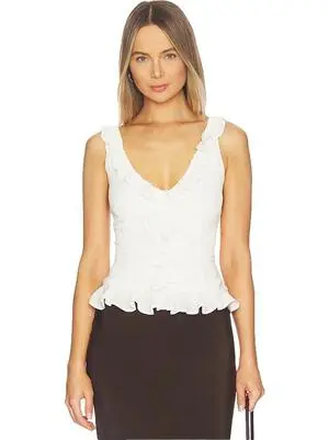 RUNAWAY THE LABEL Sleeveless Ruffle Top - Pearl