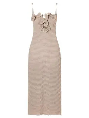 Magda Butrym Embellished Textured Woven Midi Dress - Brown