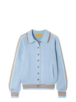 Guest In Residence Varsity Striped Cotton-blend Jacket - Blue