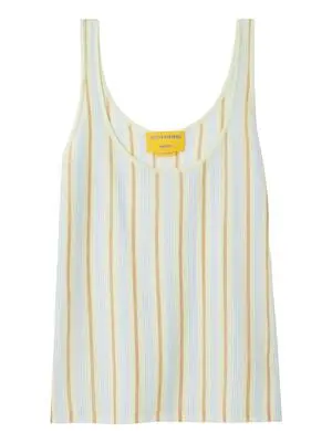 Guest In Residence Striped Cashmere Tank - Yellow