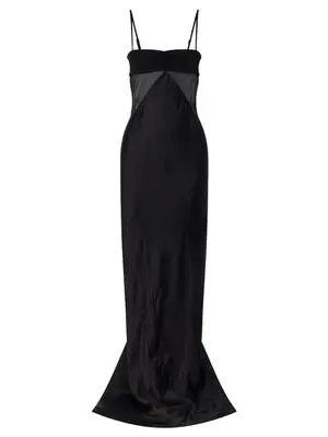 Rick Owens Tulle-paneled Satin Maxi Dress - Black