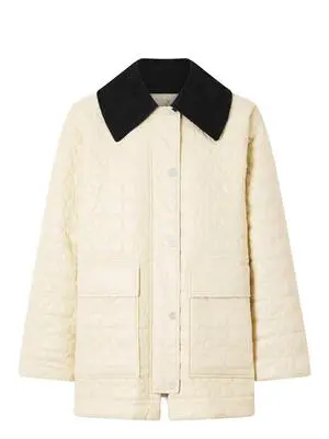 GANNI Quilted Padded Corduroy-trimmed Shell Jacket - Neutrals