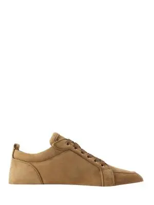 CHRISTIAN LOUBOUTIN Rantulow Orlato Grosgrain-trimmed Suede Sneakers - Brown