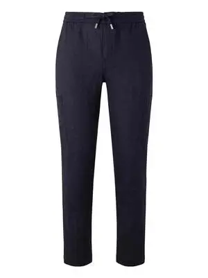 Mr P. James Tapered Linen Cargo Trousers - Blue