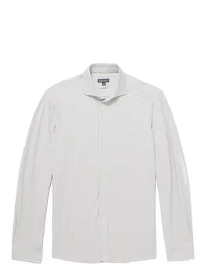 Peter Millar Excursionist Flex Slim-fit Striped Cotton-blend Shirt - Gray