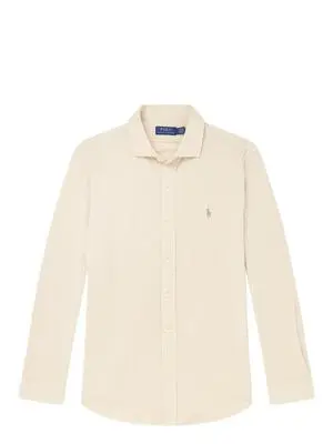Polo Ralph Lauren Polo Ralph Lauren - Logo-Embroidered Houndstooth Cotton-Jersey Shirt - Men - Neutrals - XS Neutrals