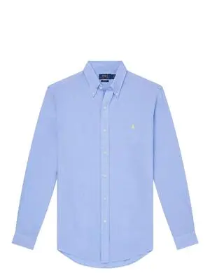 Polo Ralph Lauren Button-down Collar Logo-embroidered Linen Shirt - Blue