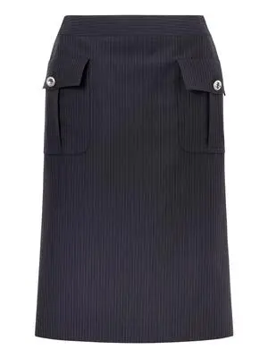 Alexander McQueen Pinstriped Wool And Mohair-blend Midi Skirt - Blue