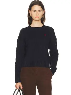 Polo Ralph Lauren Crewneck Cable Knit Sweater Hunter Navy
