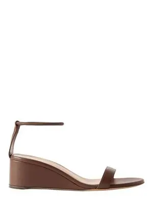 GIANVITO ROSSI Leather Wedge Sandals - Brown