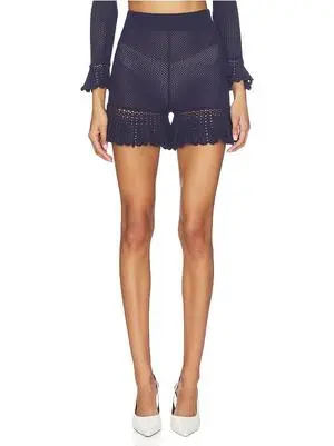 SELF-PORTRAIT Knit Shorts - Navy