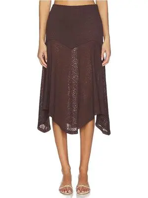RUNAWAY THE LABEL Handkerchief Hem Midi Skirt - Chocolate