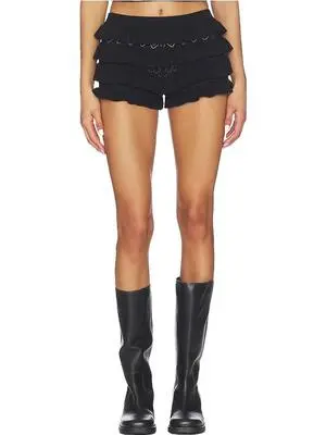 MORE TO COME Ruffled Knit Shorts - Black